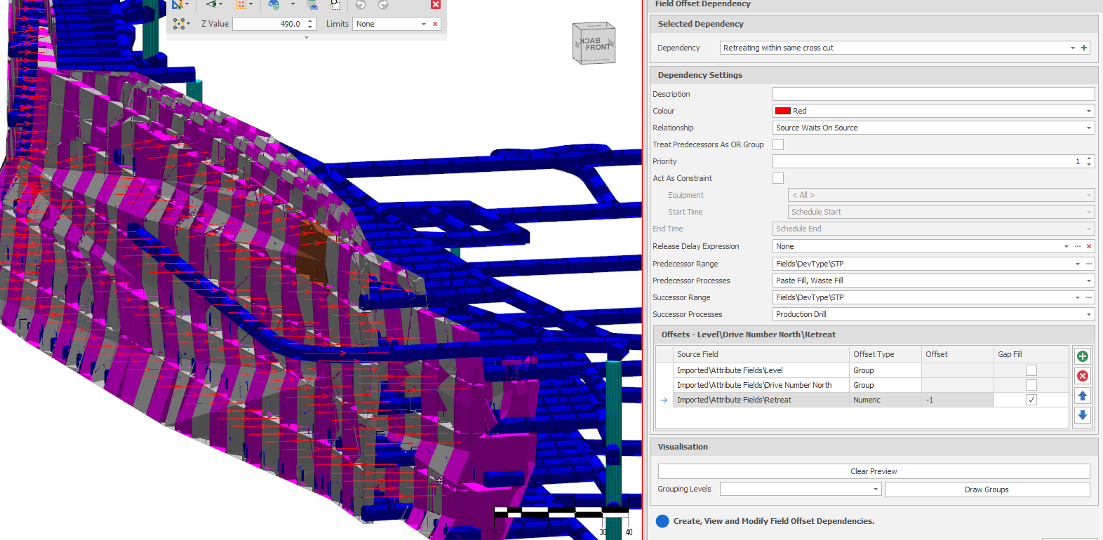 Common parameters used in setting up Transverse Mining Method using Advance Field Offset ...